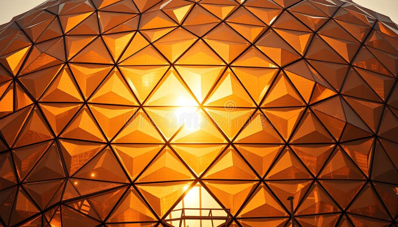 Geometric Dome with Triangular Panels and a Sunburst Effect Stock ...