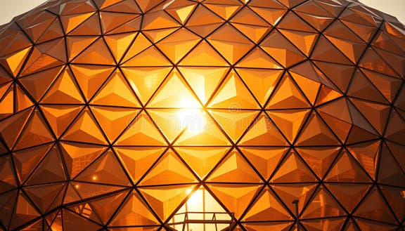 Geometric Dome with Triangular Panels and a Sunburst Effect Stock ...