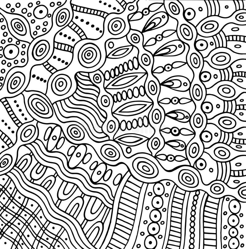 Geometric Doodle Line Art Pattern. Outline Boho Coloring Page for ...