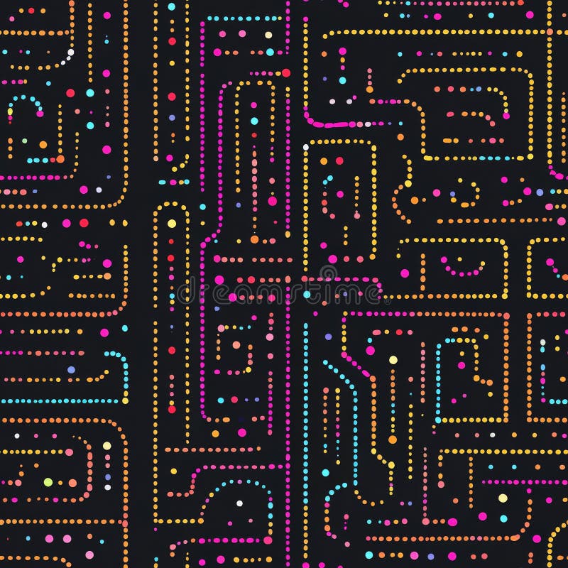 A Geometric Dot Maze, Where Dots are Interconnected with Thin Glowing ...