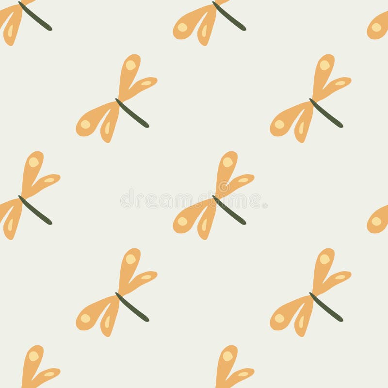 Geometric Dragonfly Seamless Pattern on Light Background. Cute ...