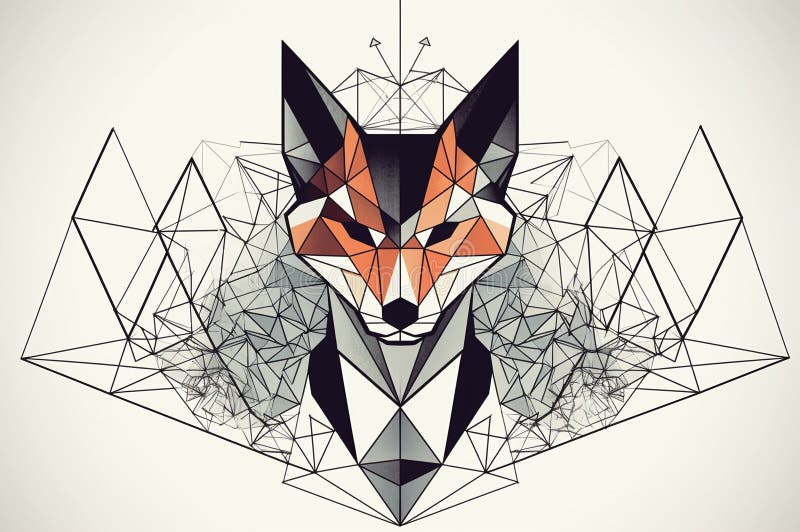 Fox geometric drawing stock illustration. Illustration of nature ...