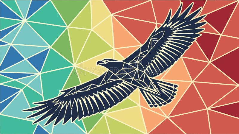 Geometric Eagle, Abstract Powerful Flight, Dark Tones, Majestic Avian ...