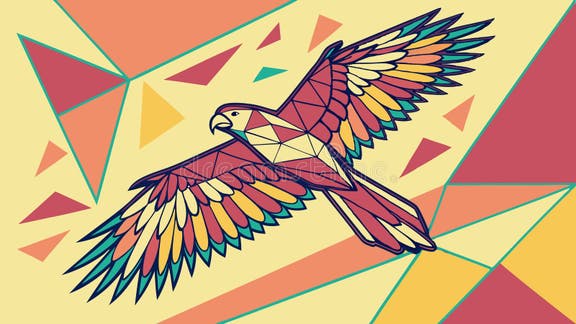 Geometric Eagle in Flight, Abstract Dynamic Motion, Vibrant Avian, Vector Design Generative AI ...
