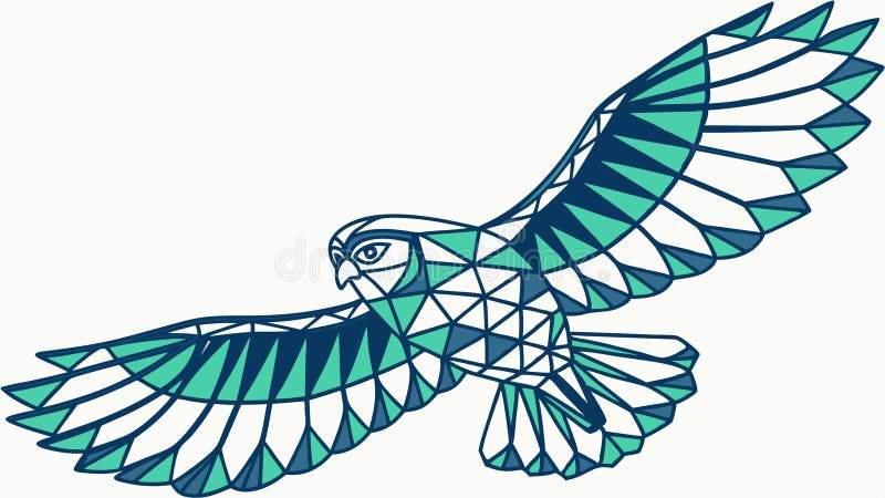 Geometric Eagle Flying Vector Illustration, Abstract Bird of Prey Art ...