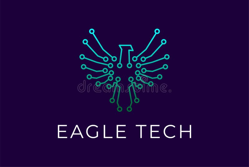 Geometric Eagle Hawk Falcon Phoenix Digital Electronic Circuit Chip for ...