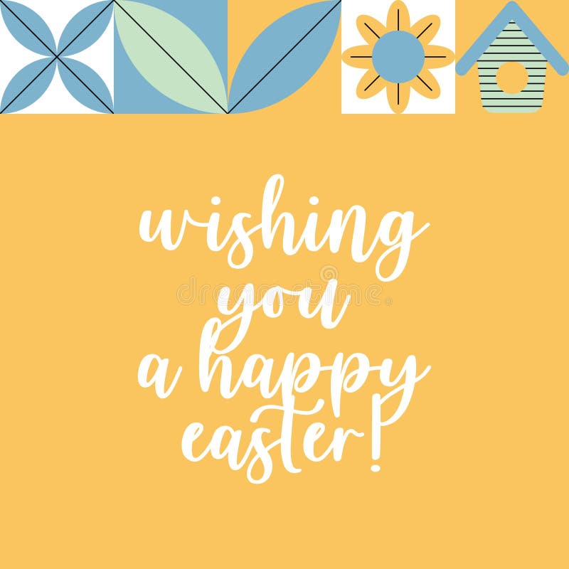 Geometric Easter Banner, Card in Retro Style for Celebration Design ...