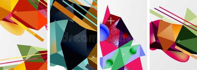 Geometric Elements in Abstract Poster Composition Set. Vector ...