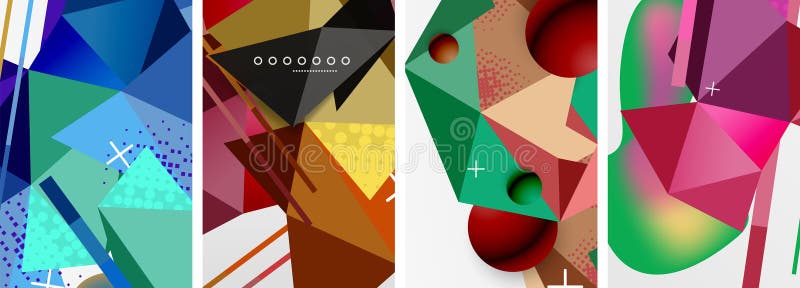 Geometric Elements in Abstract Poster Composition Set. Vector ...