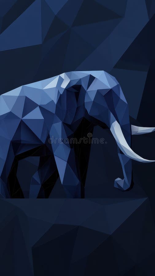 Geometric Elephant Art in Shades of Blue Creates a Striking Visual ...