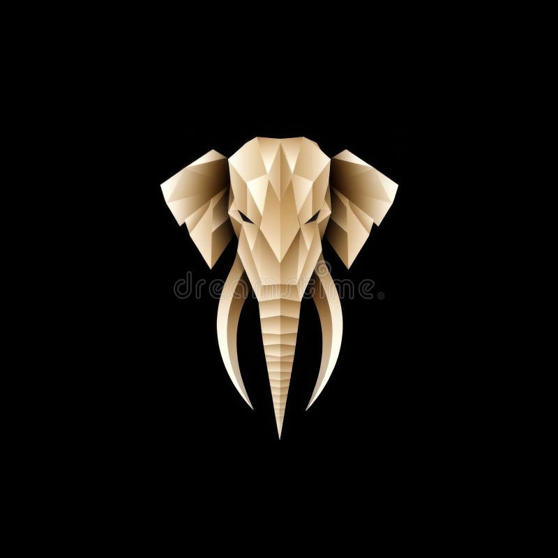 Geometric Elephant Head Design with Sharp Angles on a Black Background ...