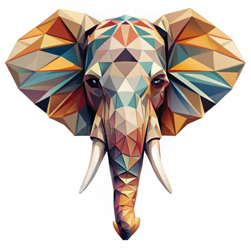Geometric Elephant Head stock illustration. Illustration of graphic ...