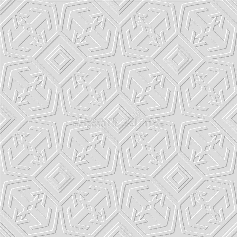 Geometric Emboss White 3d Seamless Pattern. Embossed Vector Abstract ...