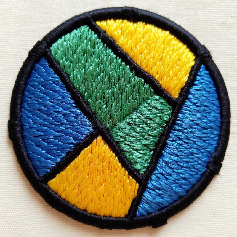 A Geometric Embroidery Patch with a Circular Shape, Three Sections in ...