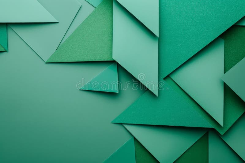 Geometric Emerald, Jade, and Mint Paper Triangles Neatly Placed on a ...