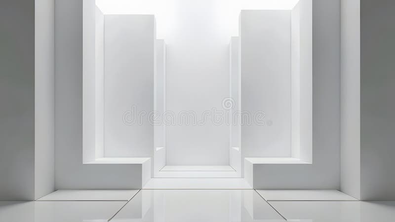 Abstract Empty Room with White Walls and Floor. 3d Rendering. Stock ...