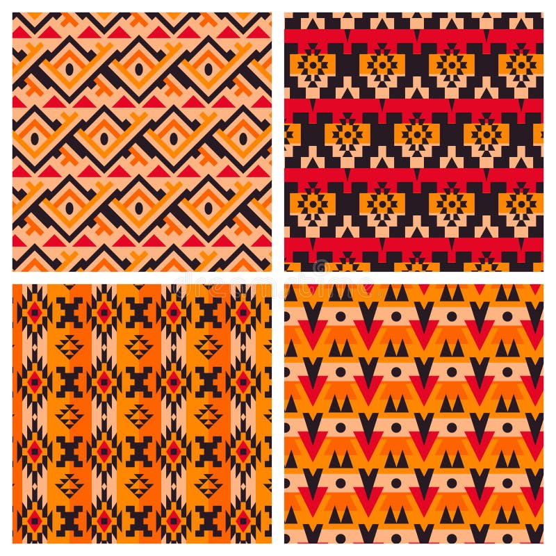 Aztec Mexican Seamless Pattern Stock Illustration - Illustration of ...