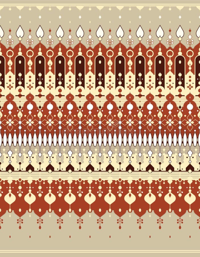 Geometric Ethnic Fabric Pattern on Light Brown Background Stock Vector ...