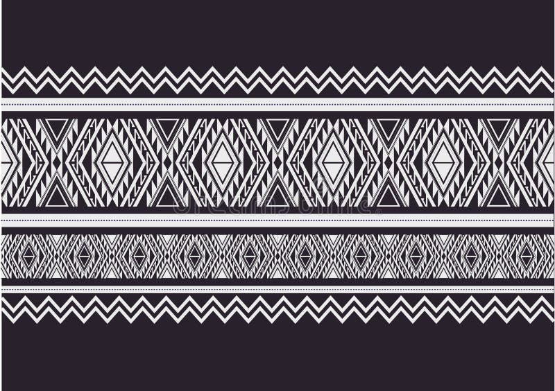 Black and White Ethnic Geometric Aztec Seamless Borders Pattern, Vector ...