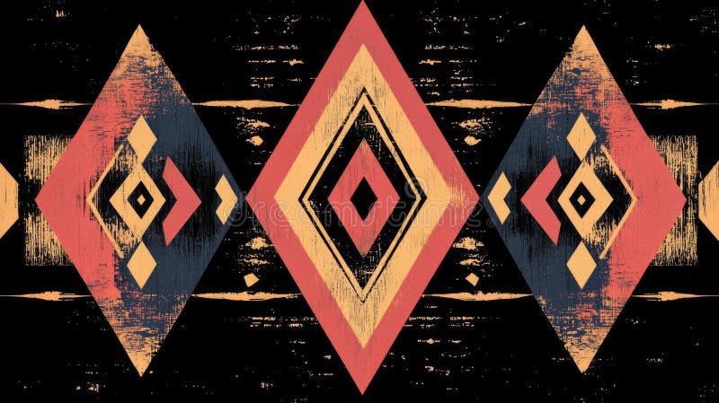 Geometric Ethnic Pattern with Diamond Shapes Stock Illustration ...