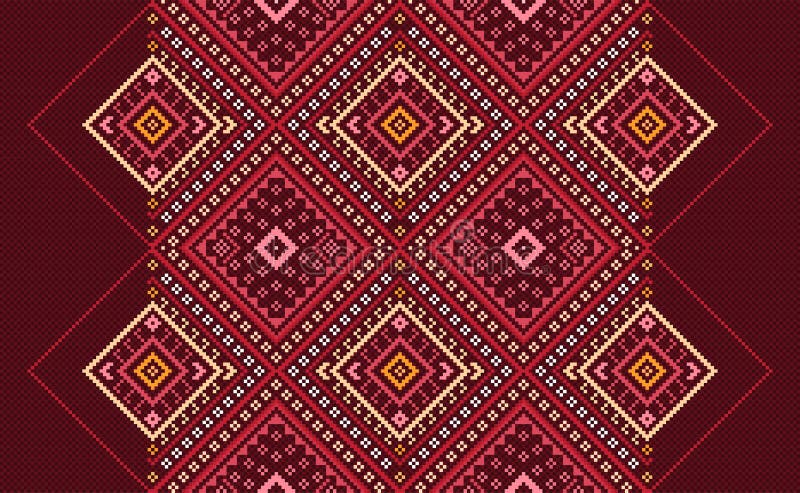 Geometric Ethnic Pattern, Vector Embroidery Jacquard Background, Pixel ...