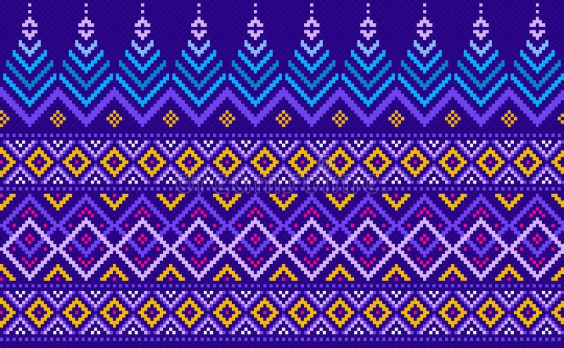 Geometric Ethnic Pattern, Vector Embroidery Ornate Background, Blue and ...