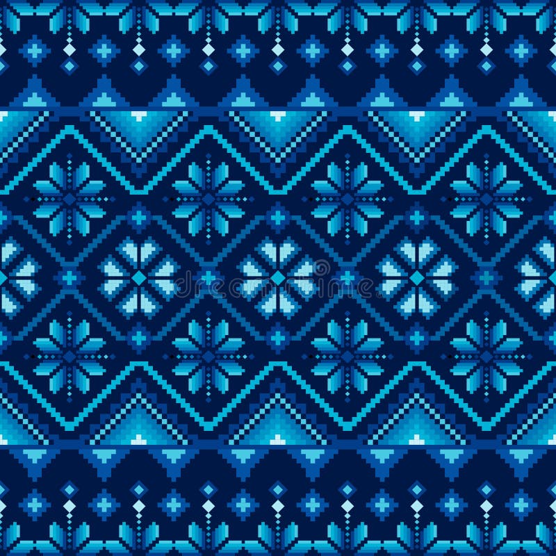 Geometric Ethnic Pixel Pattern, Native American Tribal Stock Vector ...