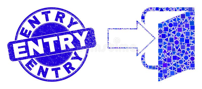 Blue Grunge Entry Stamp and Exit Door Mosaic Stock Vector ...