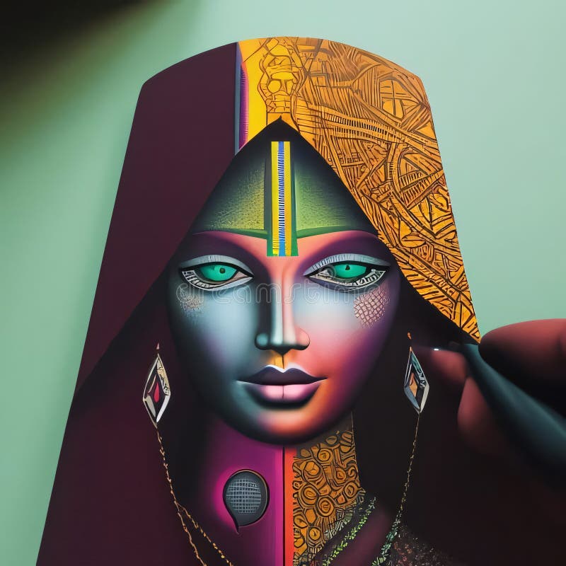 Geometric And Expressive Portrait Embodying A Unique Blend Of Creativity And Design Generative