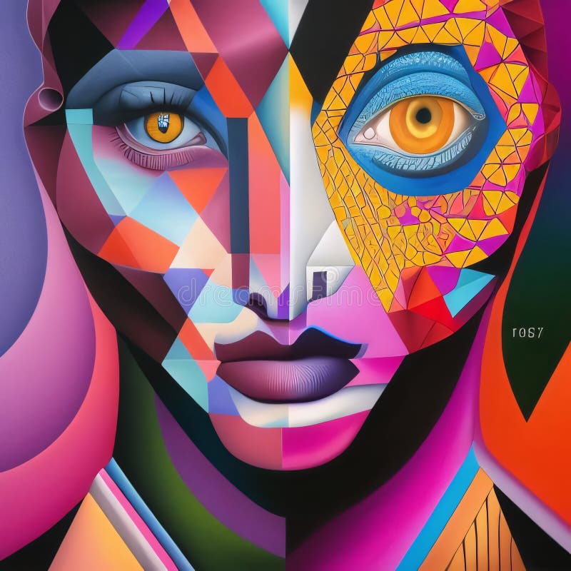 Geometric and Expressive Portrait, Reflecting a Unique Blend of ...