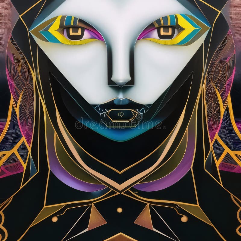 Geometric and Expressive Portrait, Showcasing a Fusion of Creativity ...