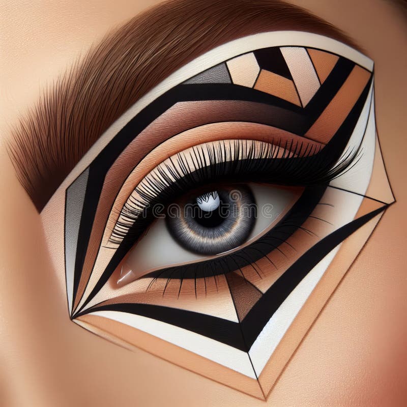 32 42. Geometric Eyes - a Modern and Graphic Makeup Ly Stock Image ...
