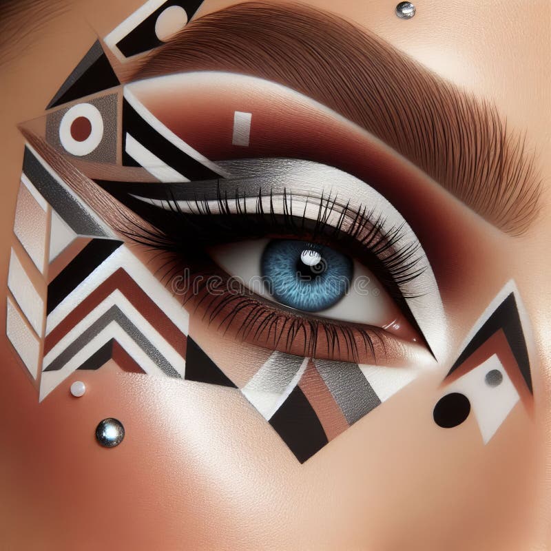 36 42. Geometric Eyes - a Modern and Graphic Makeup Ly Stock Image ...
