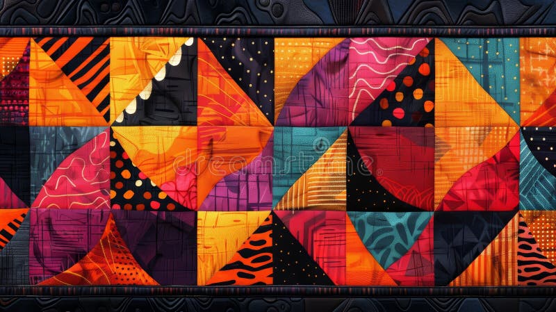 Geometric Fabric Patchwork Border Stock Photo - Image of border ...