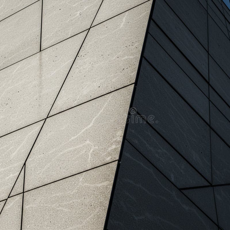 Geometric Facade Featuring Large, Triangular Concrete Panels with ...