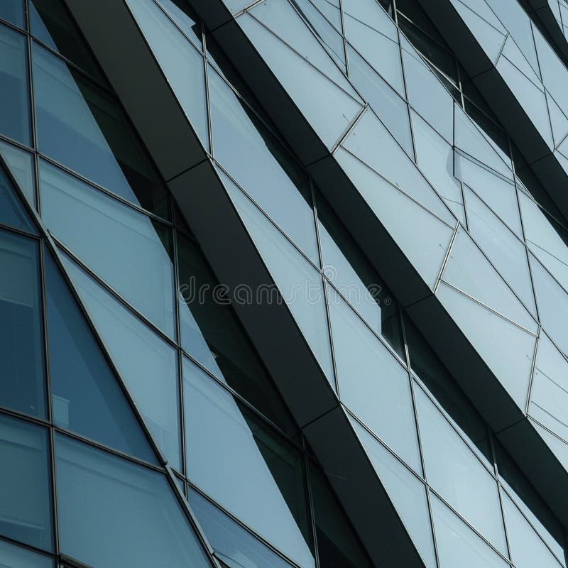 Geometric Facade Made of Glass and Metal Panels, Showcasing a Modern ...