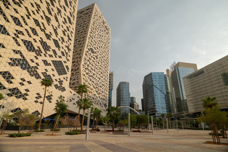 Geometric Facade of Modern Building in King Abdullah Financial District ...