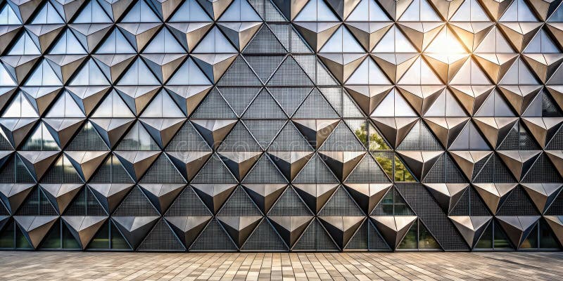 Geometric Facade of a Modern Building with a Pattern of Triangular ...