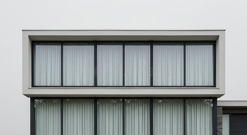 Geometric Facade with Sheer Drapes Highlighting Modern Architecture ...
