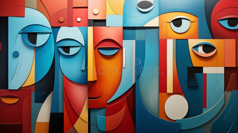 Geometric Facial Artwork. AI Generation Stock Illustration ...