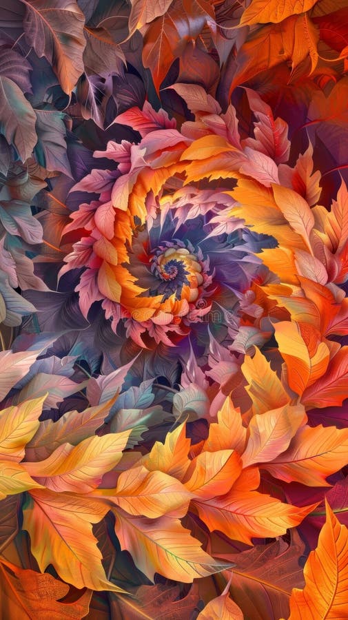 Geometric Fall Leaves Creating a Hypnotic Spiral of Color and Texture Stock Photo - Image of ...