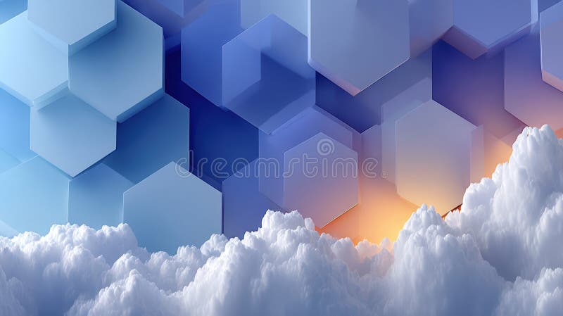 Hex Field Dissolving into Soft Morning Sky Stock Illustration ...