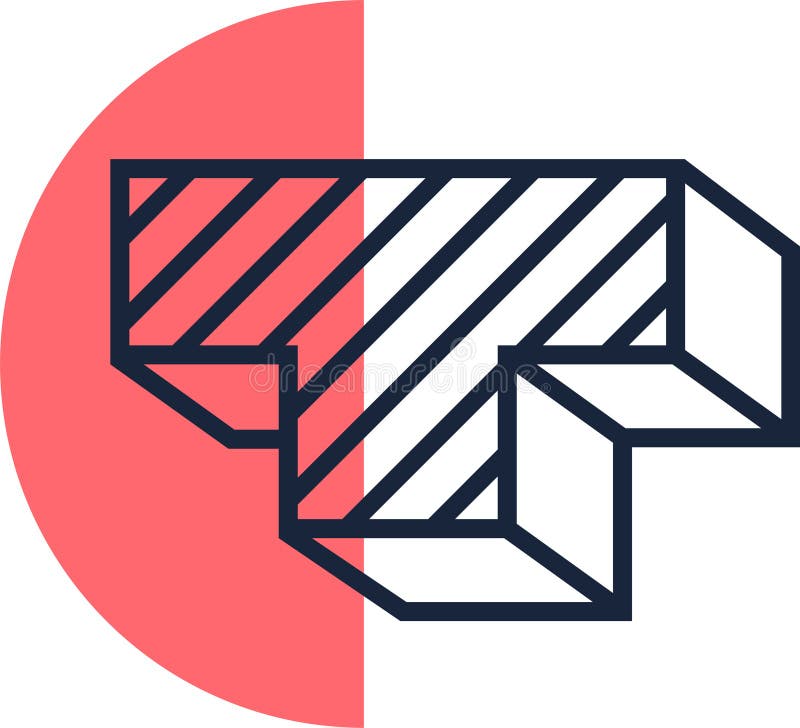 Geometric Figure Creating an Impossible Object with Diagonal Lines and ...