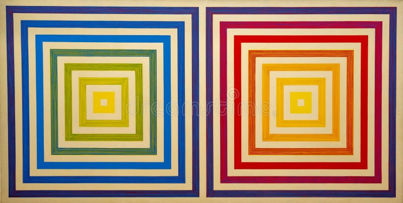Geometric Figure of Several Squares of Different Colors in Three ...