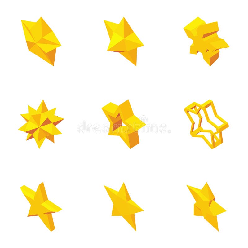 Geometric Figure Star Icons Set, Cartoon Style Stock Vector ...