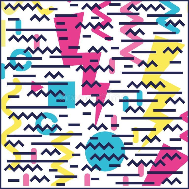 Geometric Figures Colors Ninetys Patterns Stock Vector - Illustration ...