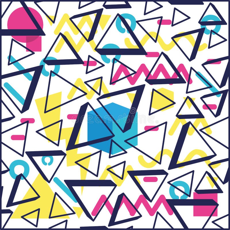 Geometric Figures Colors Ninetys Patterns Stock Vector - Illustration ...