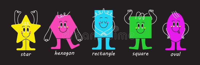 Geometric Figures with Funny Face, Cute Creations with Emotions ...