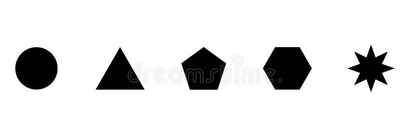 Geometric Figures Icon Set. Black Silhouette Collection Basic Shape ...