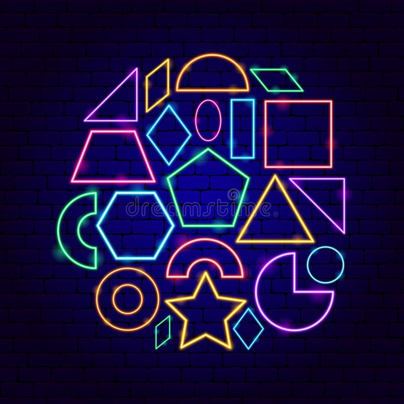 Geometric Figures Neon Concept Stock Vector - Illustration of structure ...